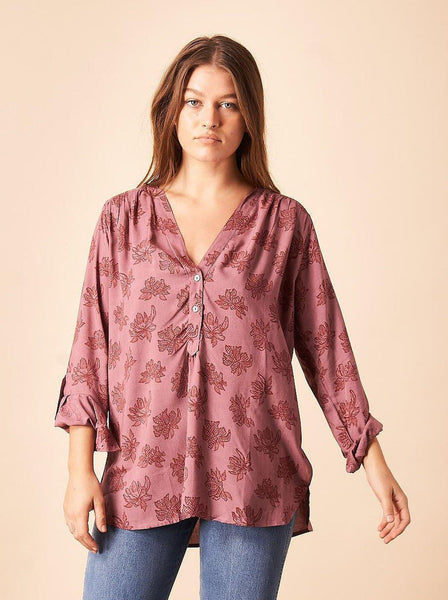 Patterned Flower Tunic in Mauve + Berry – SymbologyClothing