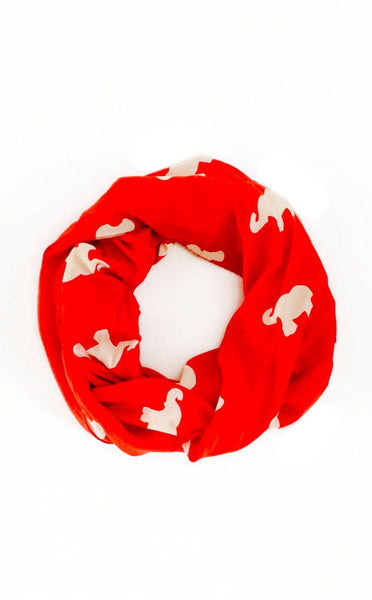 Marching Elephants Infinity Scarf in Red – SymbologyClothing